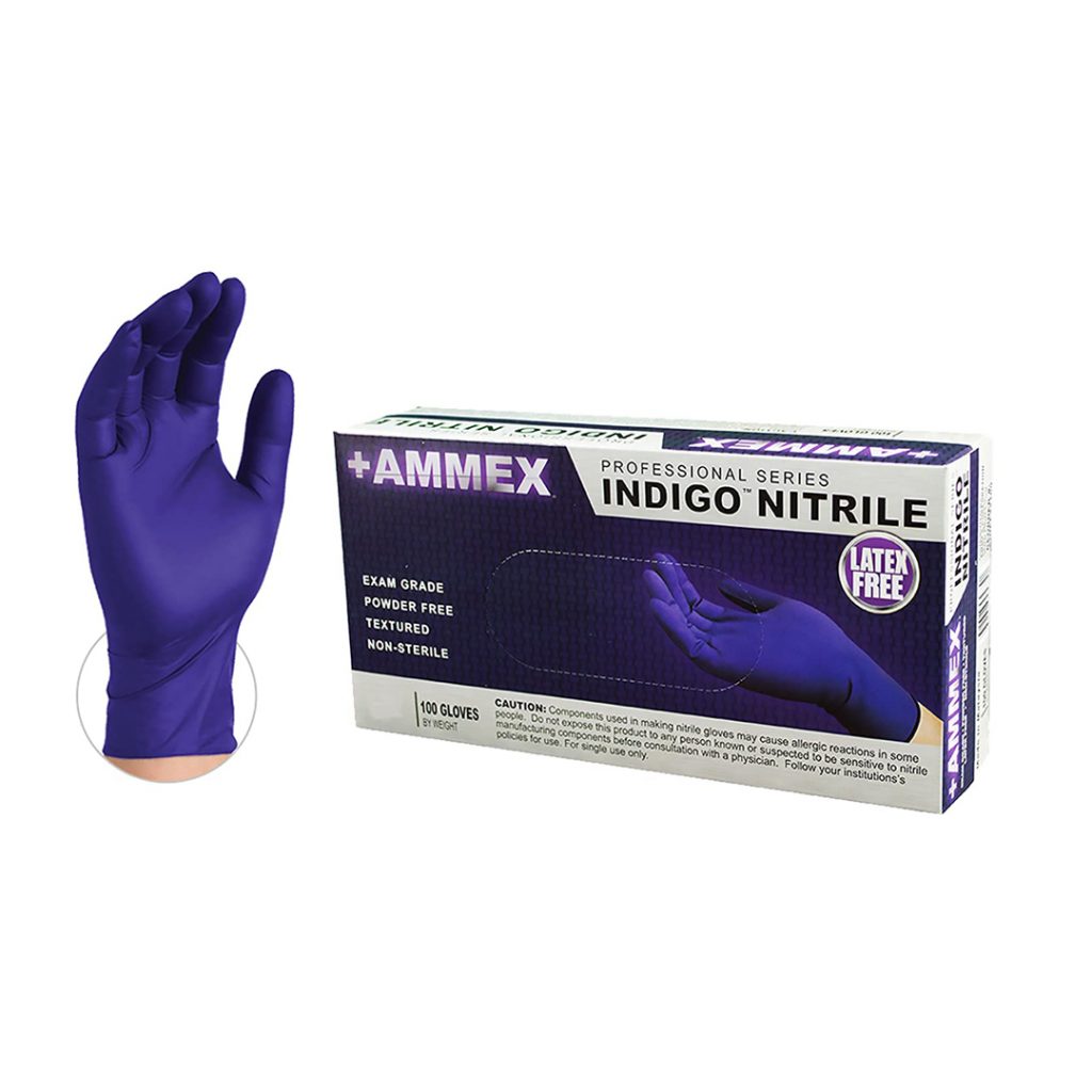 AMMEX Indigo Nitrile Exam Gloves, Box of 100 – Caribbean Safety ...